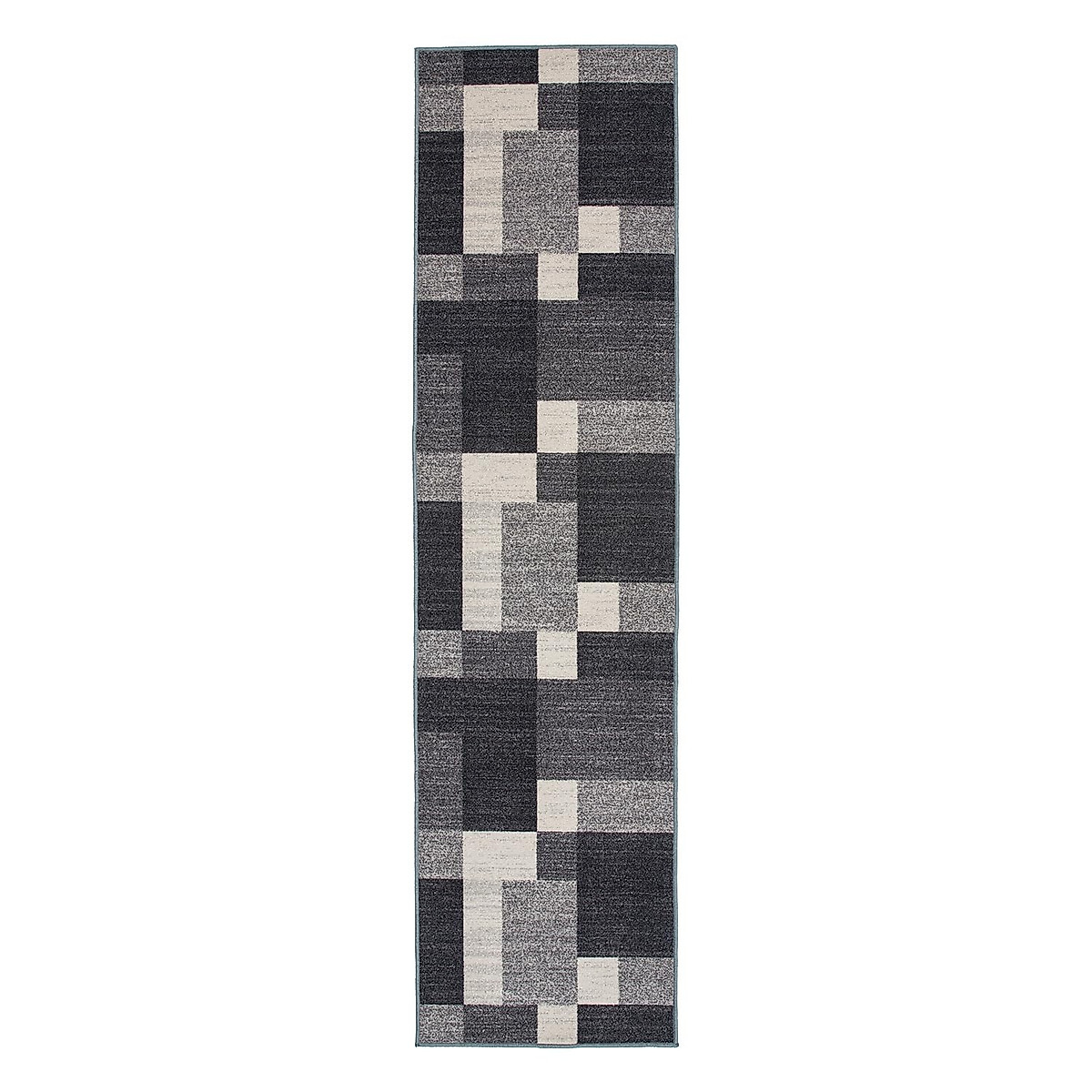Modern Boxes Design Non-Slip (Non-Skid) Area Rug Runner 2' X 7' (22" X 84") Gray