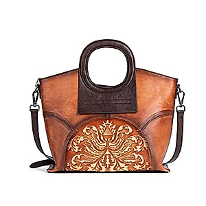 TFIIEXFL Summer Women's Handbag Vintage Soft Tote Embossed Floral Shoulder Bag (Color : D, Size : 36(L)*26.5(H)*14(W) cm)