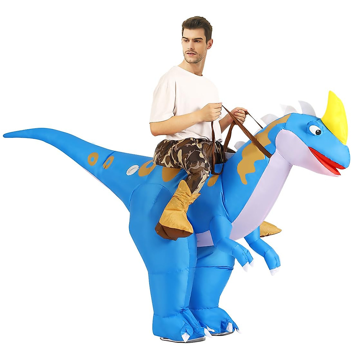 GOOSH Inflatable Dinosaur Costume for Adult Halloween Costume Women Man Riding Costume Funny Blow up Costume for Halloween Party Cosplay
