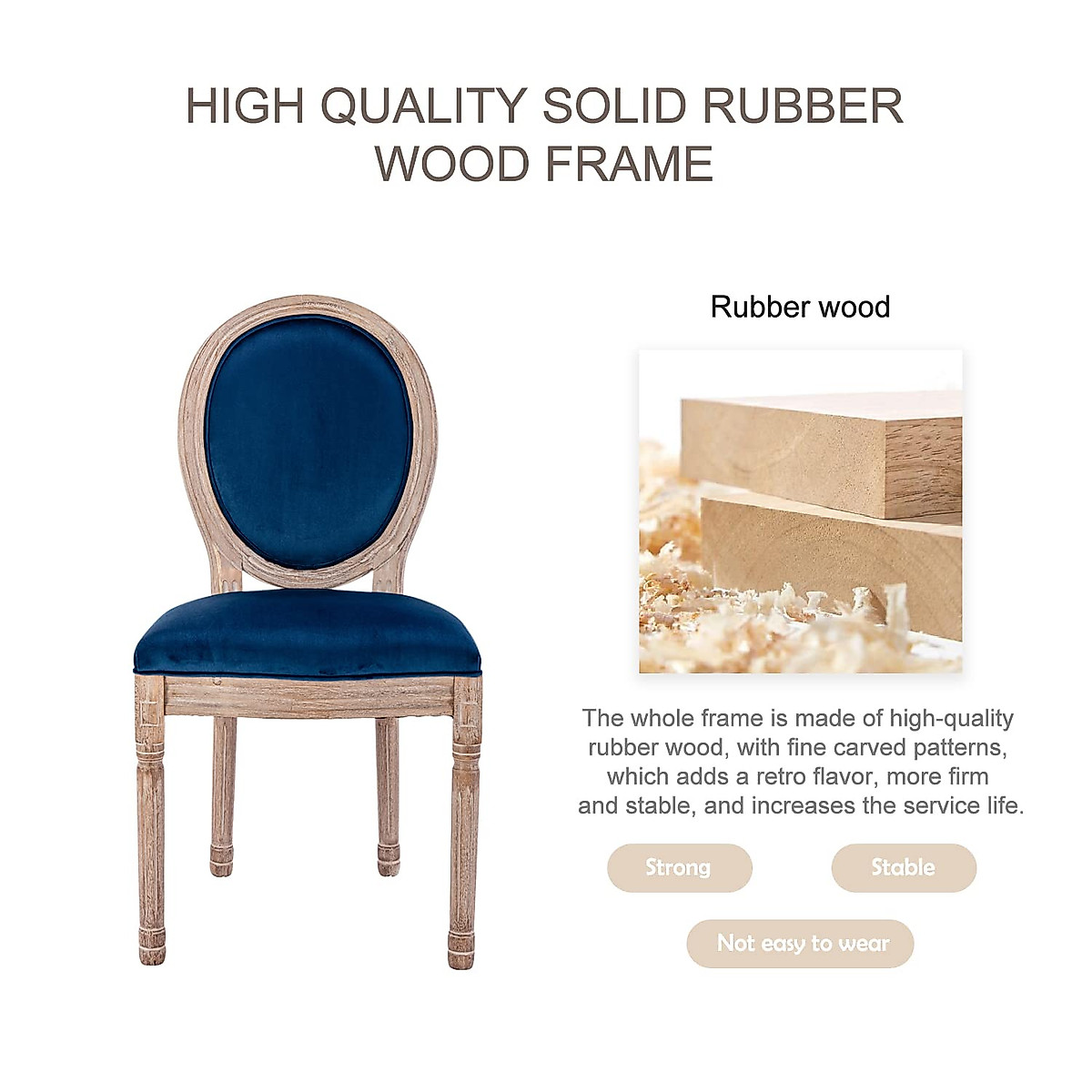 Virabit French Country Dining Chairs Set of 6, Vintage Louis Chairs with Curved Backrest and Beautifully Carved Solid Wood Frame, Farmhouse Dining Chairs for Living Room, Kitchen, Restaurant