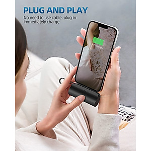 Abnoys Power-Bank-Portable-Charger - 8000mAh Ultra Compact Portable Phone Charger 5V3A Output Battery Pack Built-in Type-C Cable and Cell Phone Holder Compatible with iPhone and Samsung, etc. (Black)