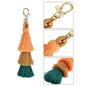 Tatuo 6 Pieces Hand Made Colorful Bohemian Tassel Charm Keychain Handbags Bag Pendant Key Ring Pom Tassels Key Chain（Color Set 1）
