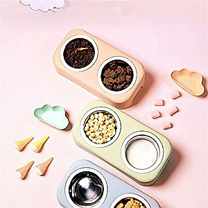 FUUIE Bowls for Food and Water Double-Layer Pet Bowl Cat Food Feeder Stainless Steel Pet Feeder Feeder Easy to Clean Cat Food Small Pet Supplies (Color : Blue, Size : Large)