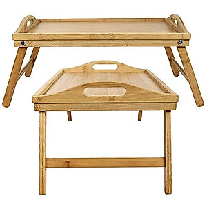 Greenco Foldable Bamboo Breakfast Table Serving Tray, Labtop Desk, Bed Table