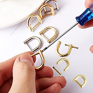 Gold D Rings for Purses,D-Ring with Screw for Crossbody Bag Purse Craft,4 Sets (Interior-1.6cm)