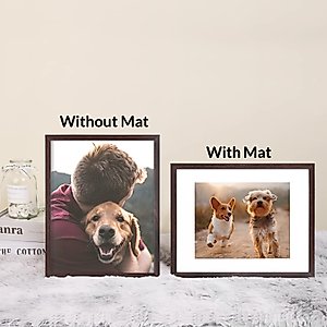 BSRHOME 11x14 Picture Frame Set of 2, Display Pictures 8x10 with Mat or 11x14 Without Mat for Tabletop Display and Wall Mounting, Distressed Brown