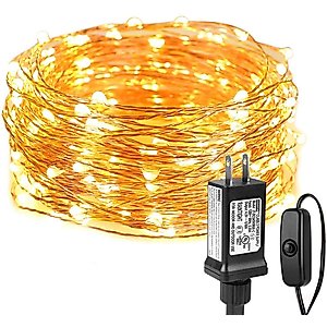 Lighting EVER Fairy Lights Plug in, 33ft 100 LED String Lights for Bedroom, Warm White Copper Wire Lights, Waterproof Indoor Outdoor Decorative Fairy Lights for Patio, Garden, Balcony, Vases, Craft