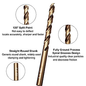 Sipery Twist Drill Bits Set 13Pcs, 1/16"-1/4" HSS Drill Bits Set Jobber Drill Bits for Stainless Steel, Hard Metal, Cast Iron, Plastic and Wood