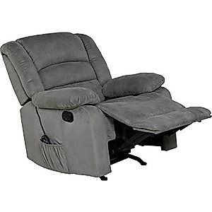 Relaxzen Longstreet Rocker Recliner with Massage, Heat and Dual USB Ports, Microfiber, Gray