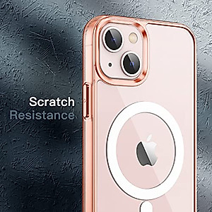 JETech Magnetic Case for iPhone 13 Mini 5.4-Inch Compatible with MagSafe Wireless Charging, Shockproof Phone Bumper Cover, Anti-Scratch Clear Back (Rose Gold)