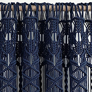 Lush Decor Boho Macrame Textured Cotton Window Curtain/Room Divider/Doorway/Wall Decor, 95" L x 40" W, Gray