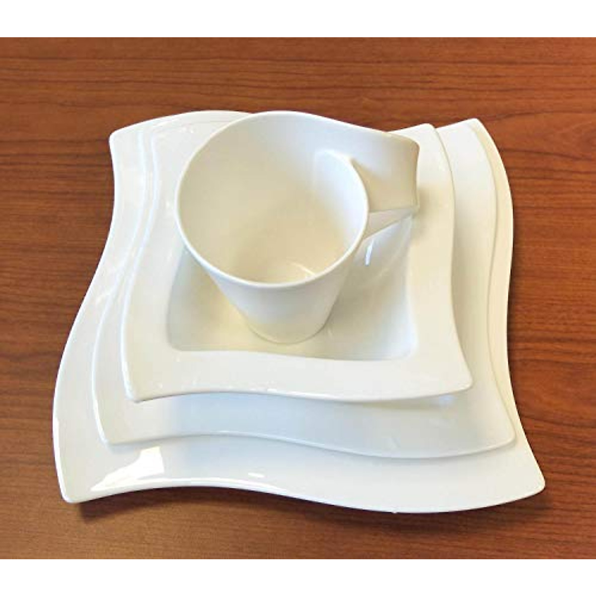 Villeroy & Boch New Wave 4-Piece Place Setting Dinner, Salad Plate, Bowl, and Mug – Premium Porcelain, Set of (Variable), Dinnerware
