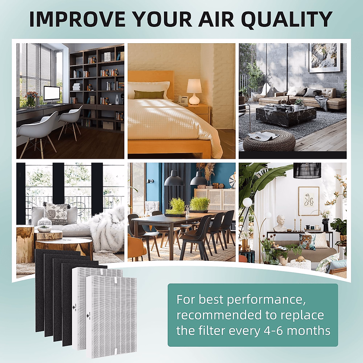 APPLIANCEMATES AP-1512HH Filter Replacement for Coway Airmega 200M Air Purifier AP-1512HH AP1512HH AP-1518R AP-1519P, Part # 3304899, 2 HEPA and 4 Carbon Filters