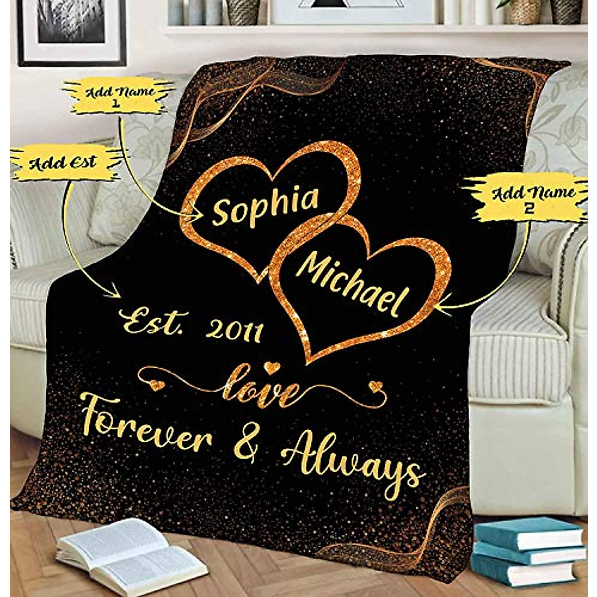 Customized Fleece Blankets for Wife with Husband's Name, Best Gift for Your Life Partner with Quotes, Valentine's Day Gifts, Birthday Gift, for Wife, Supersoft and Cozy Blanket
