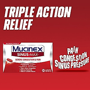 Mucinex Sinus Max Severe Congestion & Pain, 8 Count (Pack Of 24)