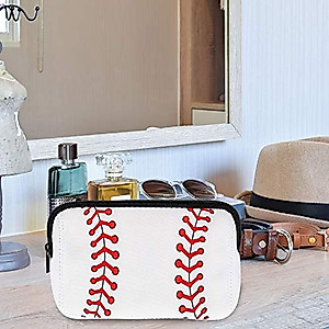Boao 2 Pieces Softball Bag Softball Print Makeup Bag Baseball Travel Cosmetic Waterproof Pouch with Zipper(10.24 x 5.12 x 3.7 Inch,White)