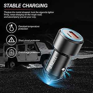 ANKUEE USB C Car Charger, 2 Pack PD 20W & QC 3.0 22.5W USB Car Fast Charger Plug, Mini Aluminum Alloy Cigarette Lighter Charging Adapter, Compatible with iPhone, Galaxy S22/21 Google Pixel 6