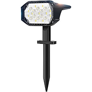 Solar Light Outdoor - Solar Powered Spot Light with 32 LEDs, 3 Modes Solar Landscape Light, Warm/Cold White 2-in-1 IP67 Waterproof Pathway Lights, Auto ON/OFF Wall Light for Garden Yard Driveway