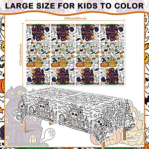 OHOME Halloween Paper Coloring Tablecloth - Halloween Party Decorations | Halloween Backdrop for Indoor | Halloween Games Gifts Decor Party Favors Supplies | Halloween Crafts for Kids,54" x 88"