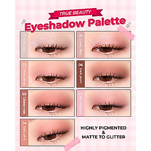 AMTS x True Beauty Makeup Edition - Some Love Makeup 3 Set (7colors Eyeshadows + Liquid Glitter + Lip stain tint) | Matte Shimmer Pearls Shades, Highly Pigmented, Pink Gold Set