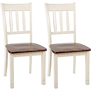 Signature Design by Ashley Whitesburg Cottage Rake Back Dining Chair, 2 Count, Brown & White