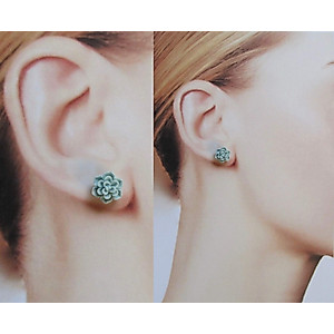 Titanium Succulent Earrings Hypoallergenic Cadmium & Nickel Free Posts - 3D Plastic 13mm Handmade Stud Earrings for Sensitive Ears (Matte Aqua Blue)