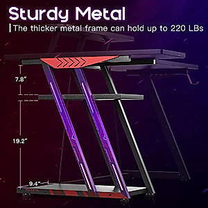 MOTPK Gaming Desk with Power Outlet, L Shaped with PC Shelf, Gaming Table Desk with Monitor Shelf, Gamer Desk with Carbon Fiber Texture, Desk Gaming Computer Desk, Black, 39 Inch