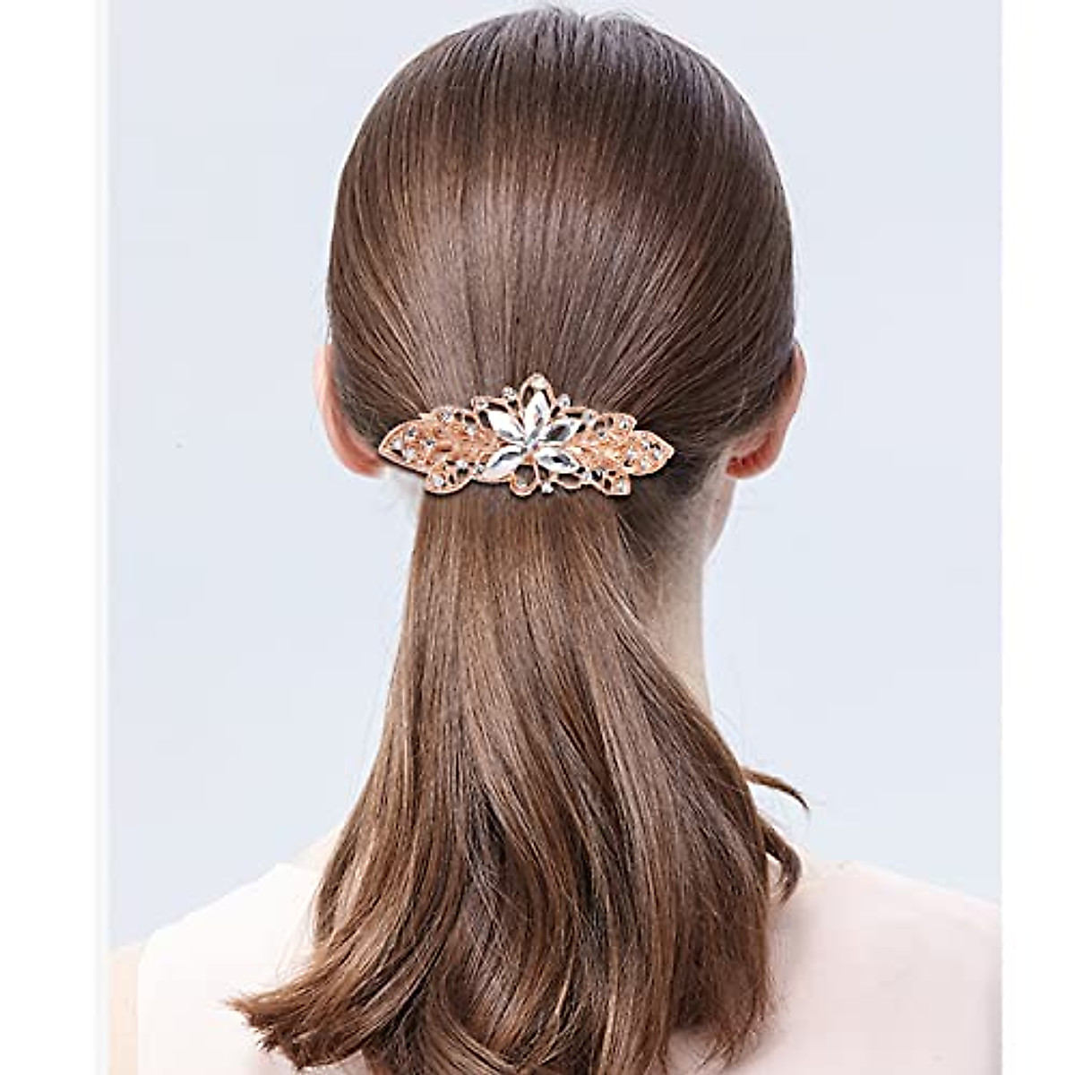 Hair Barrettes for Women,WHAVEL 4Pcs Flower Crystal Rhinestones Hair Barrettes Hair Clips Luxury Jewelry Spring French Hair Clips for Women Girls Hair Styling Accessories （Style 1）