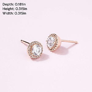 PANDORA Round Sparkle Halo Stud Earrings - Classic Stud Earrings - Jewelry for Women - 14k Rose Gold & Cubic Zirconia