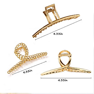 Mehayi 3 PCS Metal Large Hair Claw Clips for Thick Heavy Hair, Big Non-Slip Hair Catch Barrette Jaw Clamp, Strong Hold Claw Barrettes for Long Hair, Fashion Hair Styling Accessories for Women Girls