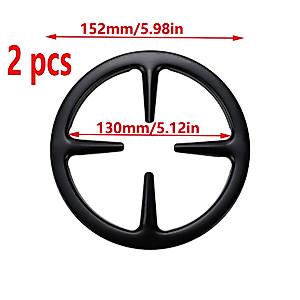Risbay 2 Pcs Cast Iron Gas Stove Cooker Ring Reducer, Black, 6-Inch