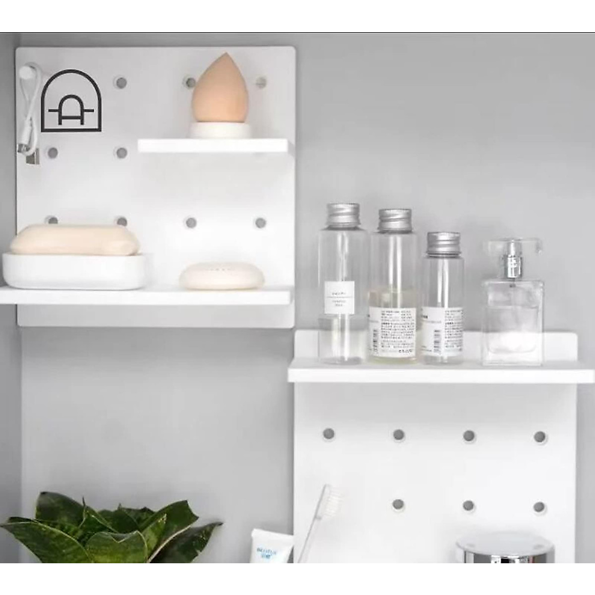 Wall Floating Shelves White 2 Pack Self Adhesive Wall Shelves Bathroom Makeup Wall Organizer Wall décor Wall Mounted Plastic Storage Bins Shelf (White)
