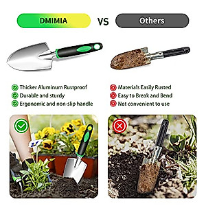 DMIMIA Garden Tool Set, 10 Pieces Heavy Duty Gardening Hand Tools Kit with Plant Grow Bags and Tote Storage Bag, Gardening Gifts for Women and Men,No-Rust,Suitable for Indoor and Outdoor Use
