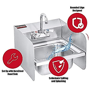 DuraSteel Stainless Steel Side Splash Guard - 17" x 12" Wall Mount - For Commercial Usage - Hand Sinks and Compartment Prep Sinks - Sink Basin Safe Guard/Splatter Guard/Cross Contamination Sink Guard