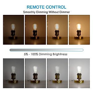 Remote Control Smart Edison A19 LED Light Bulbs- E26 Standard Base- Dimmable 4W(40W Equivalent)- Adjustable Color Temperature (2700K- 5000K)- No App or Wi-Fi Required- Remote Included- 4 Pack
