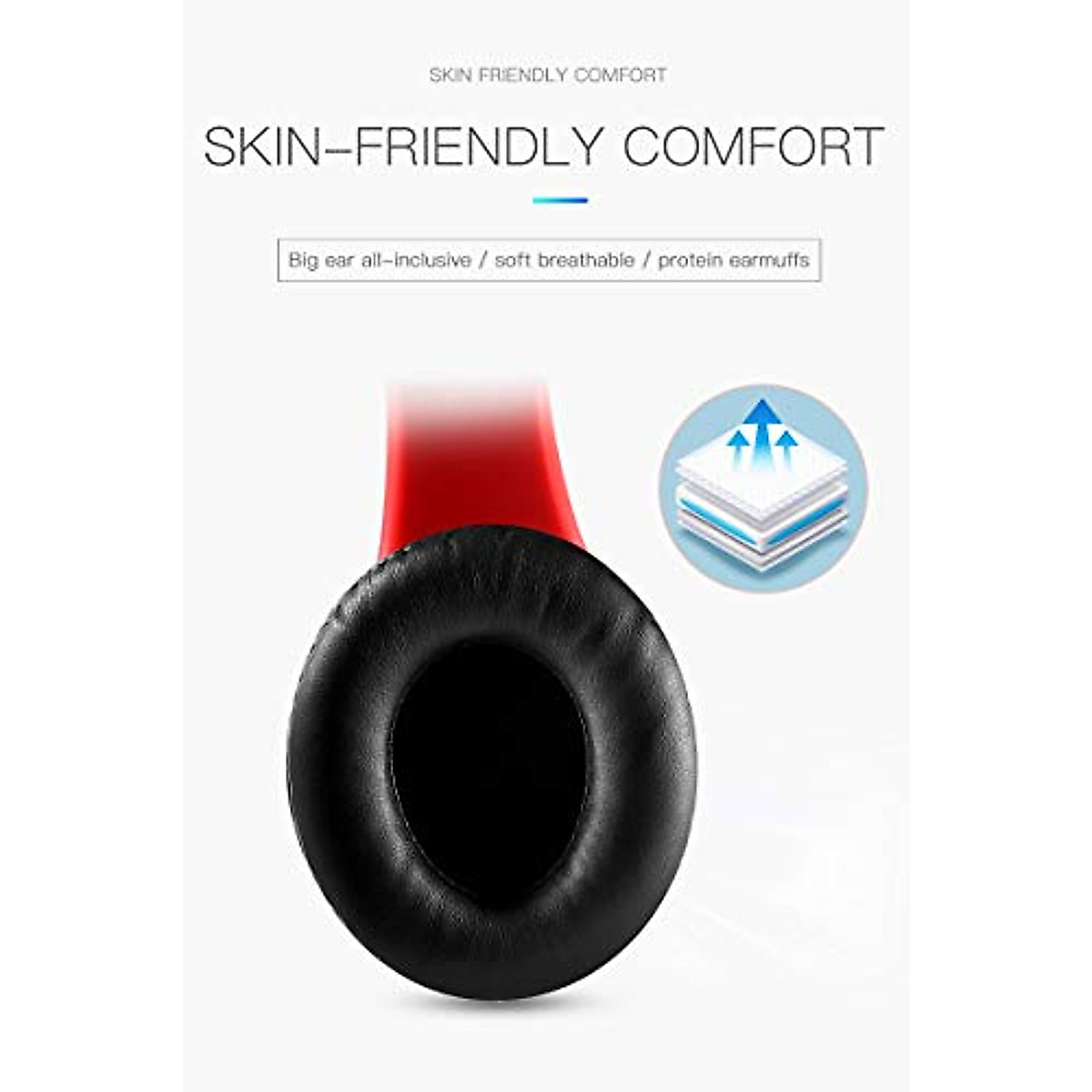 Amazing 7 LED Bluetooth Headphones with 8Hours Playtime, Wireless Headsets Over Ear, Hi-Fi Stereo, Multi-Colored Breathing Led, Built-in Mic, Snug Fit Earphones for Game Video DJ (Black Red)