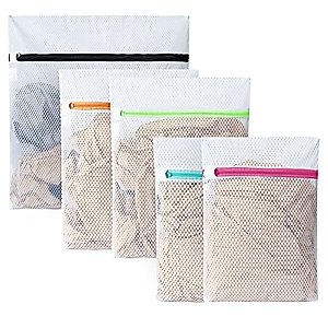 BAGAIL Set of 5 Honeycomb Mesh Laundry Bags for Blouse,Hosiery,Stocking,Underwear Premium Laundry Bags for Travel Storage Organization (5 Set)