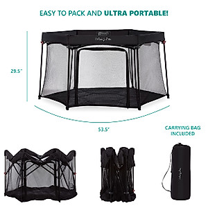 Dream On Me Onyx Playpen in Black, Baby Playpen, Portable and Lightweight, Playpen for Babies and Toddler - Comes with A Comfortable Padded Floor