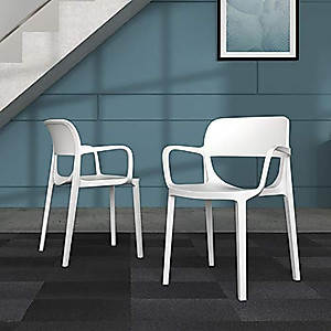 HON Basyx Prodigy Commercial-Grade 2-Pack Stackable Arms, Indoor & Outdoor Chair, White