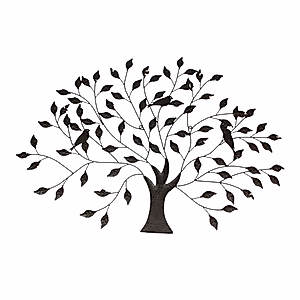 36-inch Tri-Tone Leaves Birds in Branches Metal Tree Wall Décor - Unique Artistic Design for Indoor and Outdoor Use, Easy Installation, Durable Construction, Stunning Tri-Tone Finish