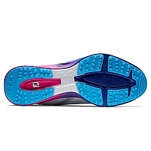 FootJoy Men's FJ Fuel Sport Golf Shoe, White/Blue/Pink, 12