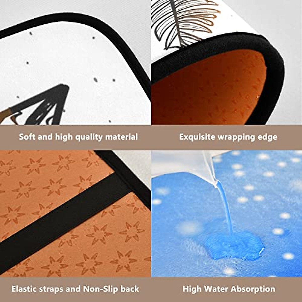 Oyihfvs Boho Ethnic Arrow and Beautiful Feathers Dream Cather 4 Pcs Shower Curtain with Matching Doormat Sets, Bath Curtain with Rugs(Bath Mat, U Shape Mat, Toilet Lid Cover Mat) with Hooks