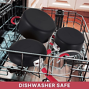 EPPMO Nonstick Saucepan with Lid, Hard-Anodized Scratch Resistant Small Sauce Pan, Dishwasher Safe, 1.6 QT Black