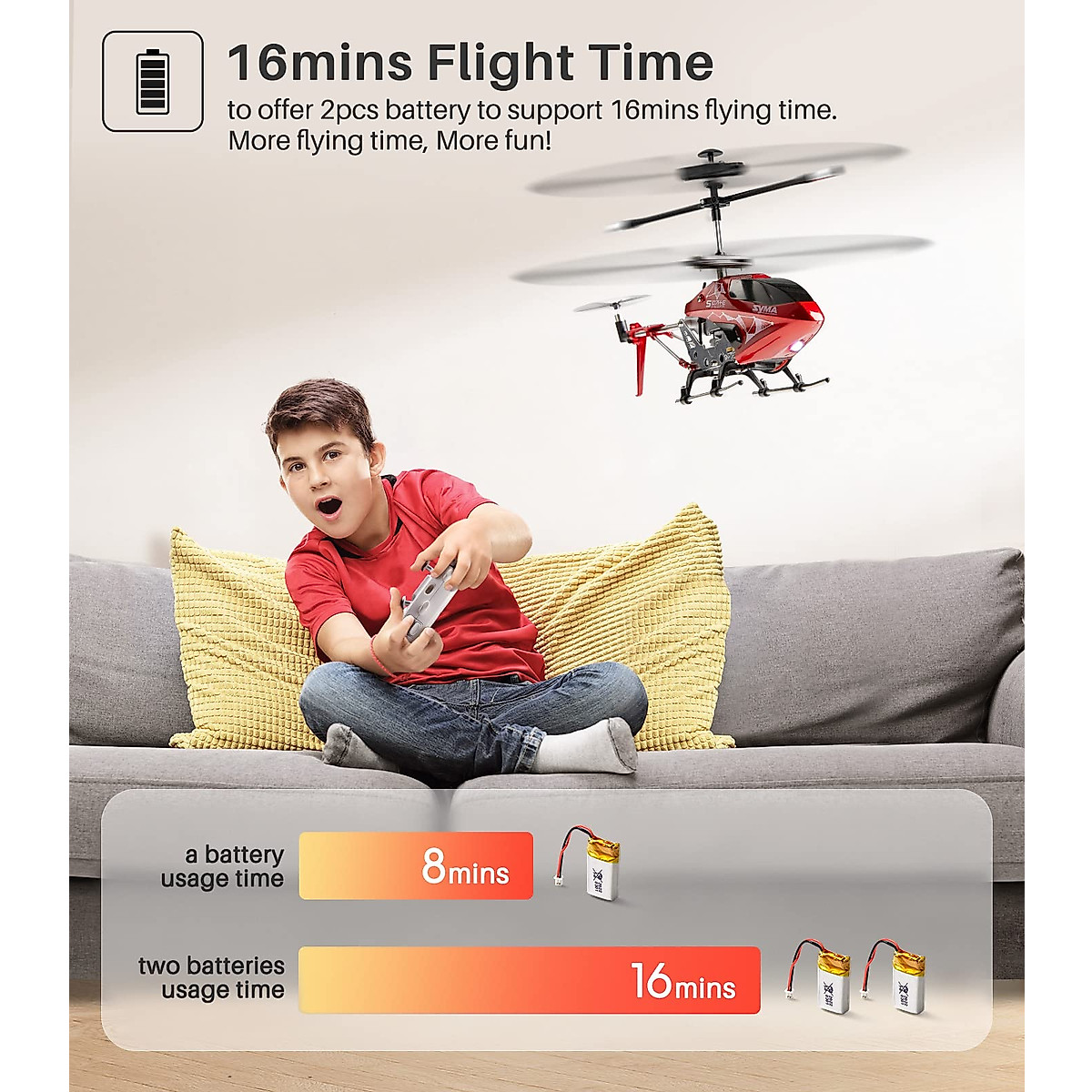 Syma RC Helicopter for Adults Kids with Altitude Hold, 2 Rechargeable Battery (Rose Red)