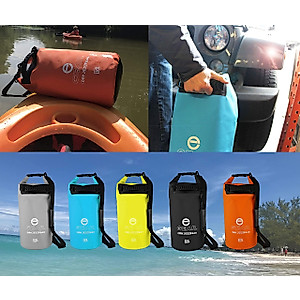 Enthusiast Gear Roll Top Insulated Backpack Cooler Dry Bag – Leak Proof, Collapsible, Waterproof with Padded Shoulder Strap - Perfect for Kayaking Fishing Beach Hiking - Orange, Grey, Blue