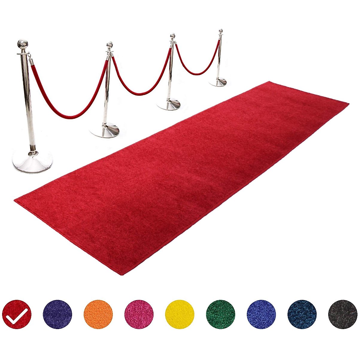 Event Carpet Aisle Runner - Quality Plush Pile Rug with Backing, Binding in Various Sizes (3 X 45 ft, Red)