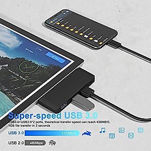 Surface GO/GO 2/GO 3 Hub Docking Station, 4 in 2 Surface Go Adapter with 2X USB 2.0 Ports, 1x USB 3.0 Port(5Gbps) & 3.5mm Audio/Microphone/Headset Jack,Combo Accessories for Microsoft Surface GO/2/3