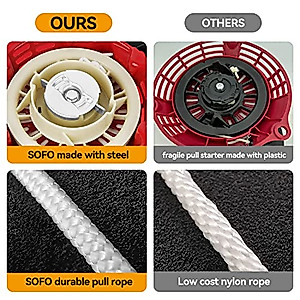 SOFO Pull Starter Assembly for 212 Predator Engine - for Honda GX160 GX200 5.5 6.5HP Champion Generator Coleman Ct200u Parts Pull Cord Replacement 3000 3500w Predator 212 Recoil212cc Go Kart (Red)