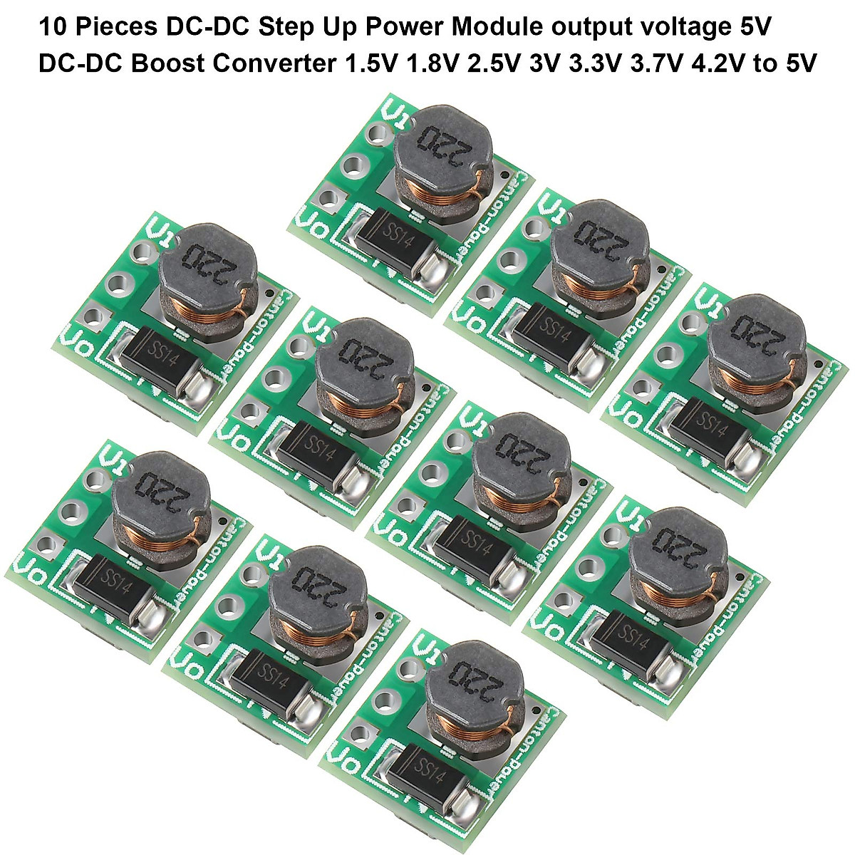 Weewooday DC-DC Step up Power Module Output Voltage 5V Boost Converter 1.5v 1.8v 2.5v 3v 3.3v 3.7v 4.2v to 5v Regulator Voltage Boost Converter Board(10 Pieces)