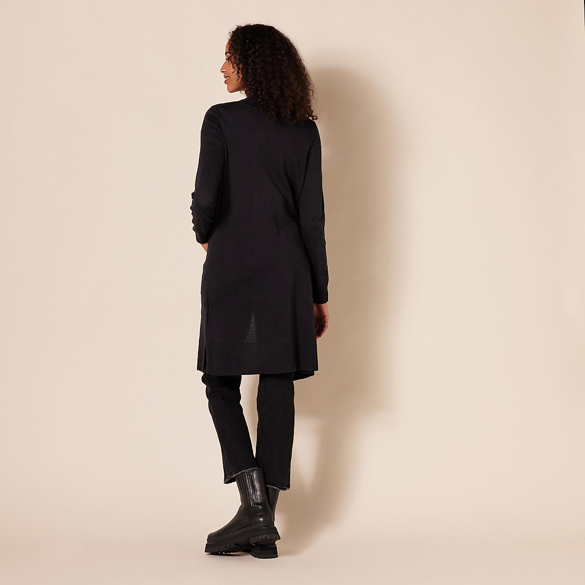 Amazon Essentials Women's Lightweight Longer Length Cardigan Sweater (Available in Plus Size), Black, 3X